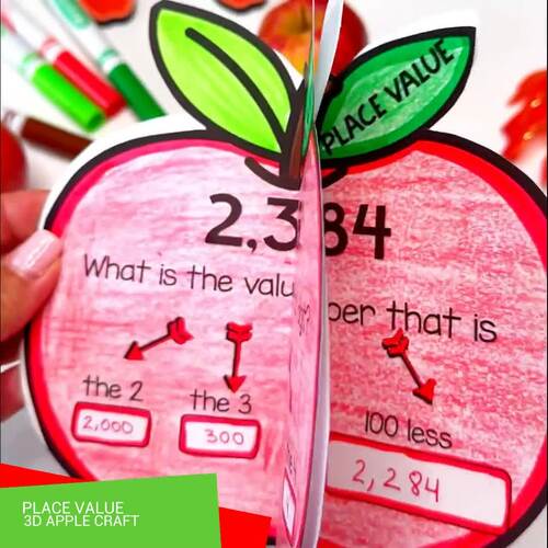 Place Value Math Craft - 3D Apple Craft by Loving Math | TPT