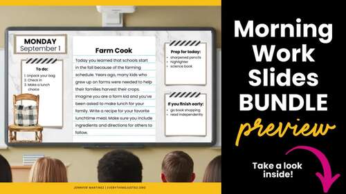 3rd 4th 5th Grade Morning Work - Weekly Fun ELA Bell Ringer Slides BUNDLE