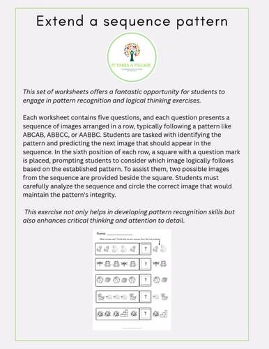 Extend a sequence pattern worksheets (ABLLS-R aligned B22) | TPT