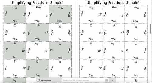 Middle School Math: Simplifying Reducing 1 Digit and 2 Digit Fractions ...