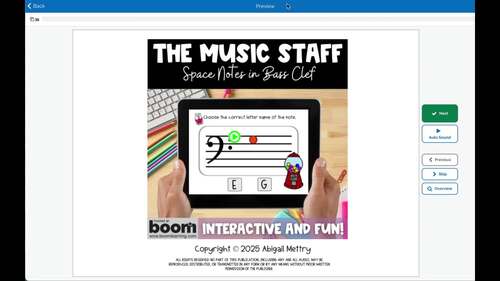Name the Note | Read Bass Clef Space Notes on the Staff Boom Cards™