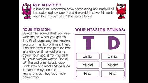 Articulation Say and Find NO-PRINT Activity for T and D by Speech Universe