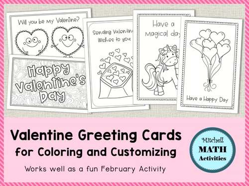 Valentines Day Card Craft | Printable Greeting Cards to Color | TpT