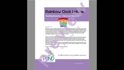 Telling Time Clock Labels | Rainbow Minute Classroom Display by From ...