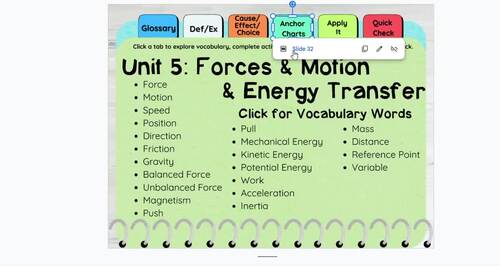 4-5th Grade Google Cheat Sheet Science Force Motion Energy Vocabulary ...