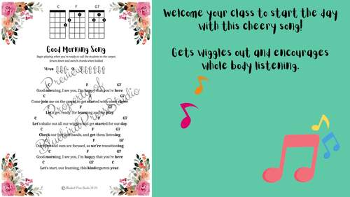 Ukulele: Good morning song whole body listening & SEL (right hand chord ...