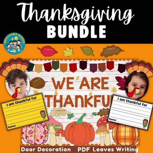 "We are Thankful" Bulletin Board BUNDLE, Turkey Face Writing with Craft ...