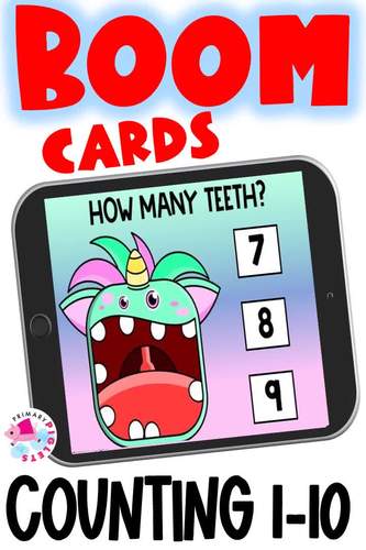 COUNTING TO 10 MATH BOOM CARDS by Primary Piglets | TPT