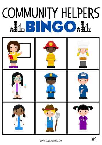 Community Helper BINGO For Preschool Kindergarten,Community Games and ...