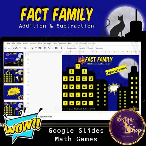 Addition and Subtraction Fact Families Digital Google Slides Distance ...