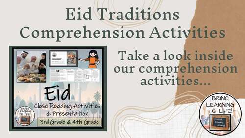 Eid Close Reading Comprehension Activities | 3rd Grade & 4th Grade