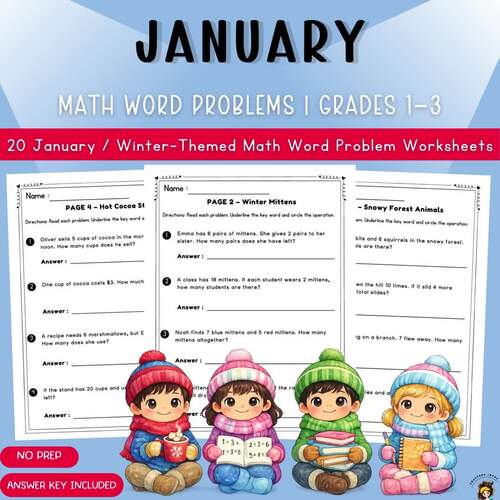 January Math Word Problems | Grades 1–3 by EduSpark Ideas | TPT