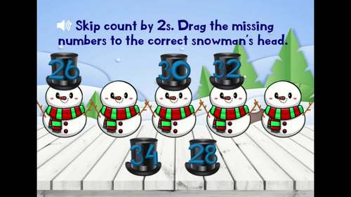 Skip Counting by 2s to 100 Winter Math Boom Cards™ for Learning Even ...