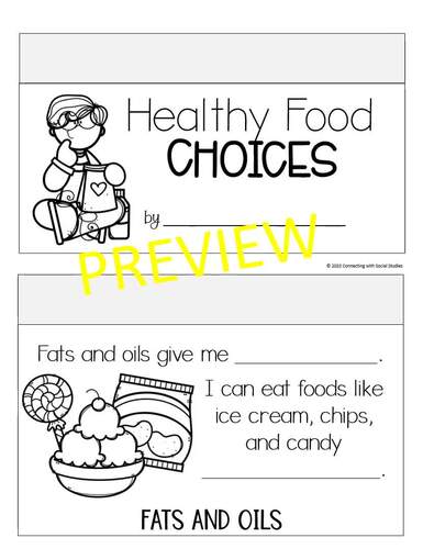 Healthy Food Choices Flipbook by Connecting with Social Studies | TPT