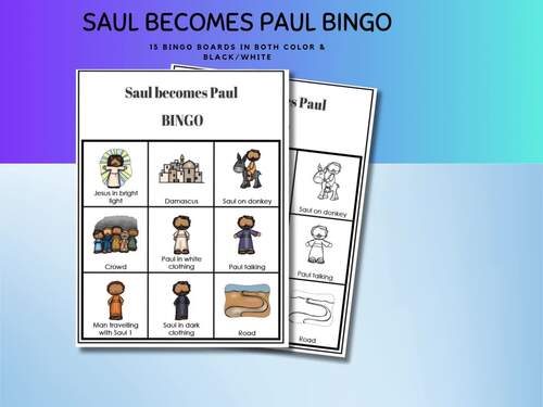 Saul becomes Paul Bingo Set for Kids, Saul becomes Paul Bible Bingo