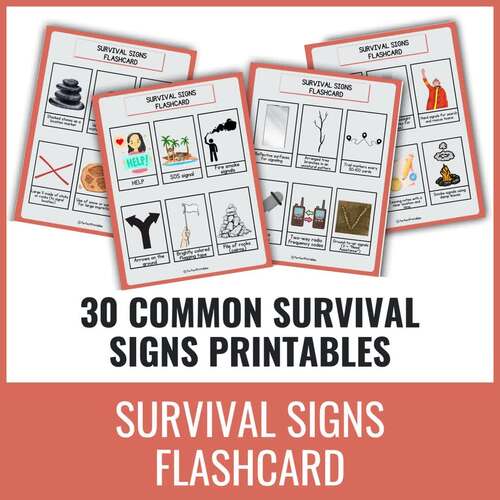 Survival Signs Flashcard | 30 Essential Visual Survival Signs For Kids