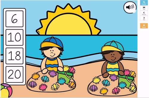 Boom Cards™ Summer Counting - Seashells (0-20) by Kindergarten Kristy