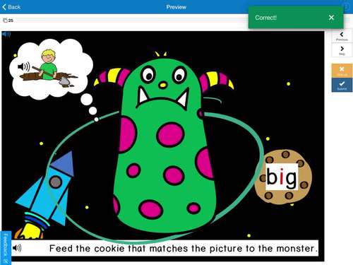 Short I CVC Words Feed the Monster BOOM CARDS by Step by Step Literacy