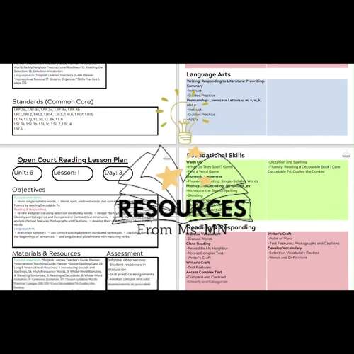 Open Court Lesson Plans-Unit 6. First Grade. by Resources from Ms MN