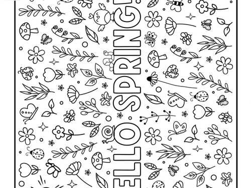 SPRING Doodles Page, Spring Coloring Sheets, EASY Spring Craft Activity