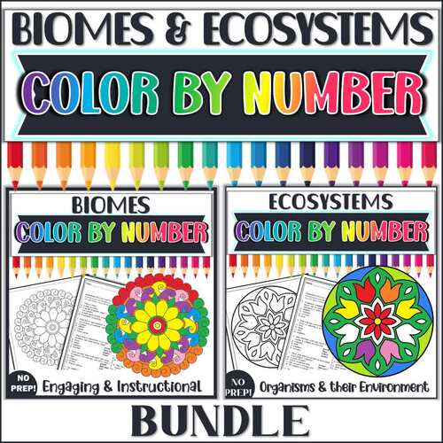 Biomes and Ecosystems Color by Number Bundle | Biology Review Worksheet ...
