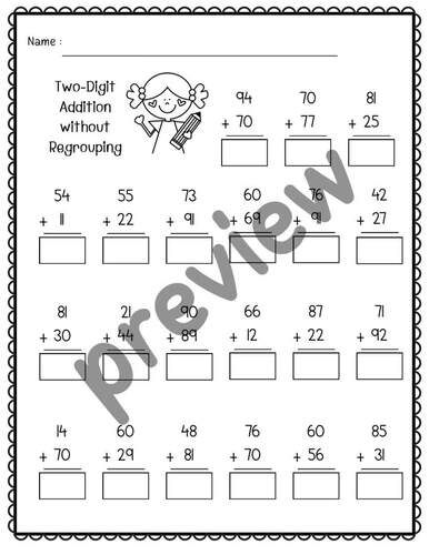 Two-Digit Addition Without Regrouping Worksheets | 30 Pages | First ...