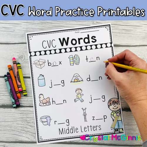 CVC Word Practice | Beginning Letter, Medial Vowel, Ending Letter ...