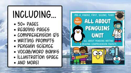 All About Penguins Writing Reading PreK Kindergarten First TK Second Third