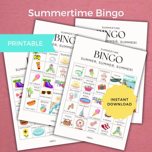 Summertime Bingo | End-of-Year Activity for Kids | Summer Party & Camp