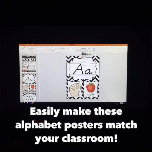 Alphabet Posters with ASL Hand Signs | Chevron Theme | D'Nealian | EDITABLE