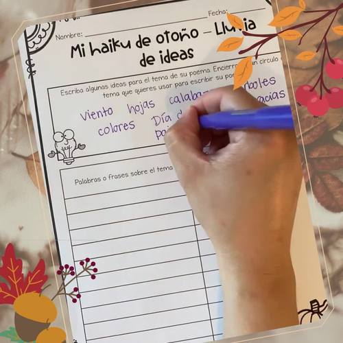Fall writing activity in Spanish - actividades de otoño - Pumpkin template