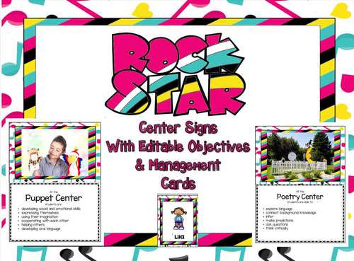 Literacy Center Signs With Editable Objectives | Center Posters | TPT