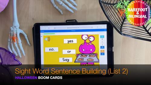 Halloween Sentence Building - Halloween Boom Cards - Sight Words List 2