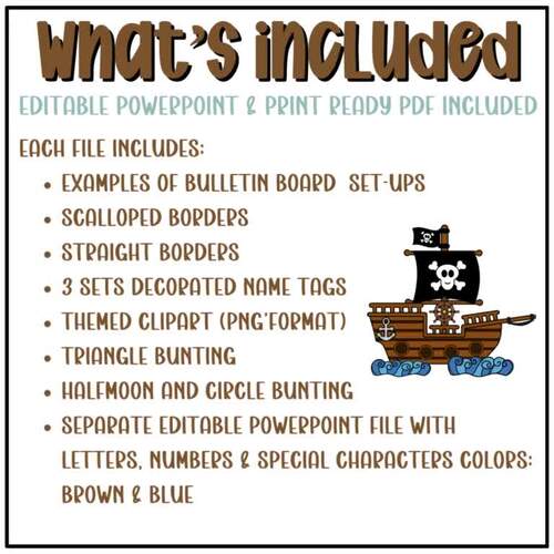 Pirate Classroom Decor Kit Editable Bulletin Board Door Decor Alphabet ...