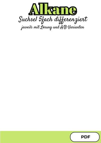 DAZ | DAF | German | Organic Chemistry | Alkanes Word Search Alkane