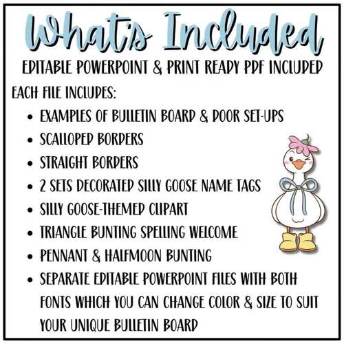 Silly Goose Bulletin Board Kit | Editable Spring & SEL Classroom & Door ...