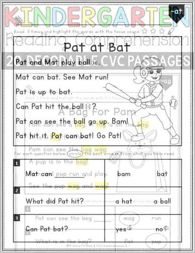 Kindergarten Reading Comprehension Passages and Questions by Primary ...