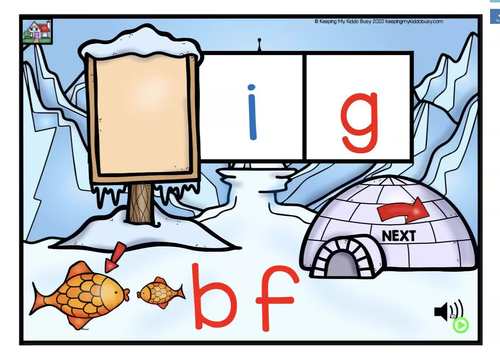 Winter CVC Words - first middle and last sounds - blending and segmenting