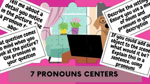 Pronouns Center Activity and Pronouns Question Cards for Language Revision