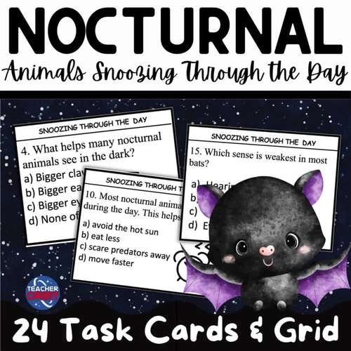 Nocturnal Animals Science Activity Task Cards Game Adaptations Bats ...
