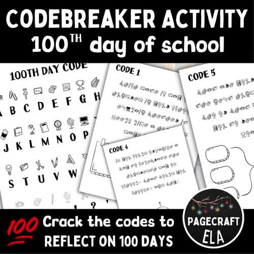 100th Day of School Reflection Codebreaker Activity with Cryptogram