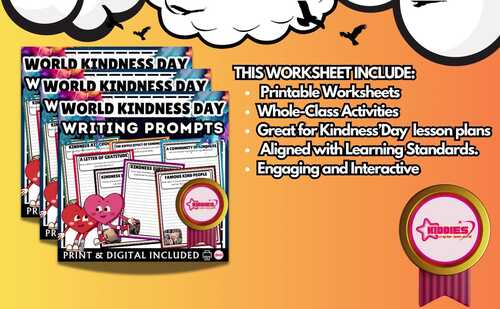 World Kindness Day Writing Prompt Activities 3rd,4th,5th,6th,7th,8th ...