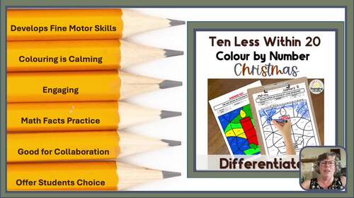 Christmas Ten Less Color-by-Number Addition To 20 Differentiated Math ...