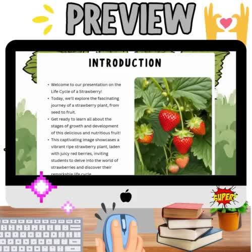 All about Life Cycle of a STRAWBERRY PowerPoint Lesson, 3rd 4th 5th Grade