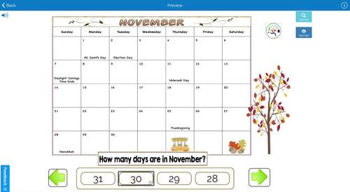 November Calendar activities of Language Boom Cards by SLP Runner