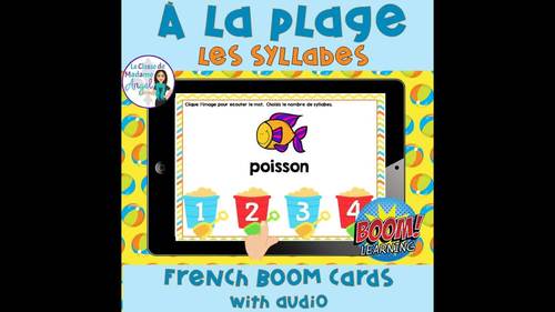 La plage: French Beach Themed Digital Cards for Syllables - BOOM CARDS