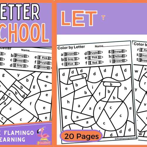 Back to School Color by Letter Worksheets Alphabet Color by Code