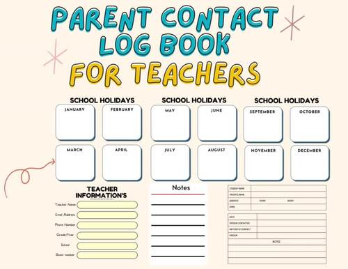 Parent Contact Log Book For Teachers by ahmed akdi | TPT