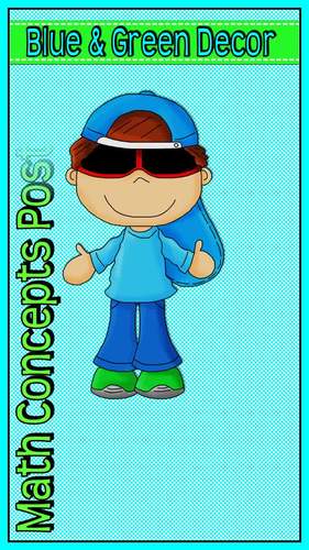 MATH POSTERS Blue Green Theme Math Concepts Focus Wall Classroom Decor