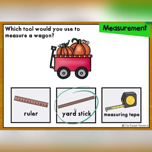 Fall Measurement Tools BOOM™ Cards Standard | 2.MD.1 by The Rocket Resource